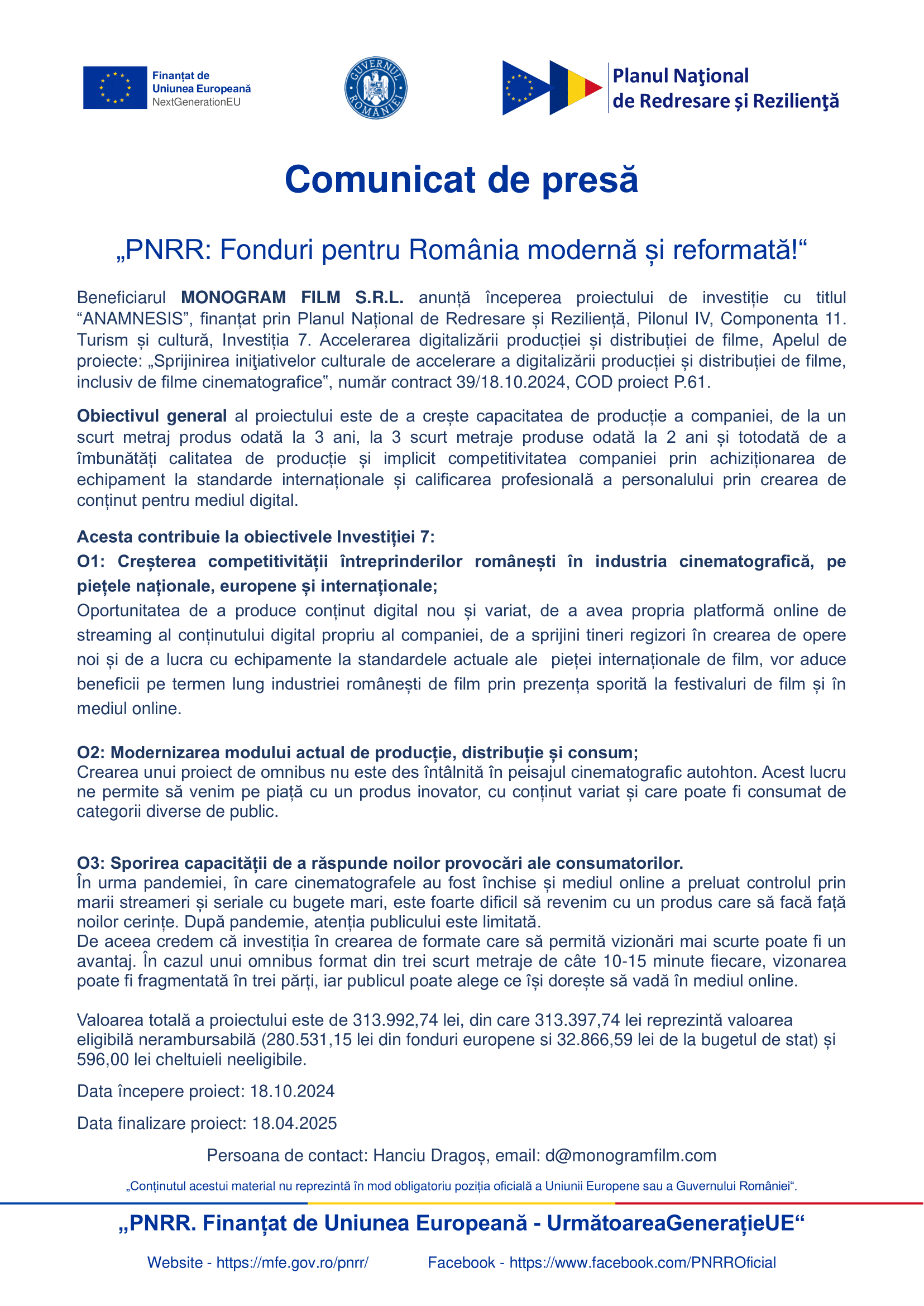 „PNRR: Fonduri pentru România modernă și reformată!“